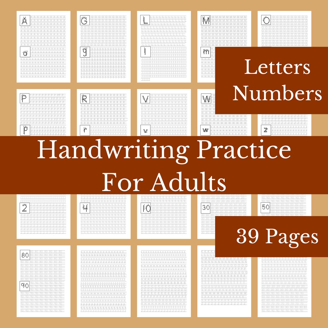 Adult Handwriting Practice Worksheets: ABC Letter & Number Tracing ...