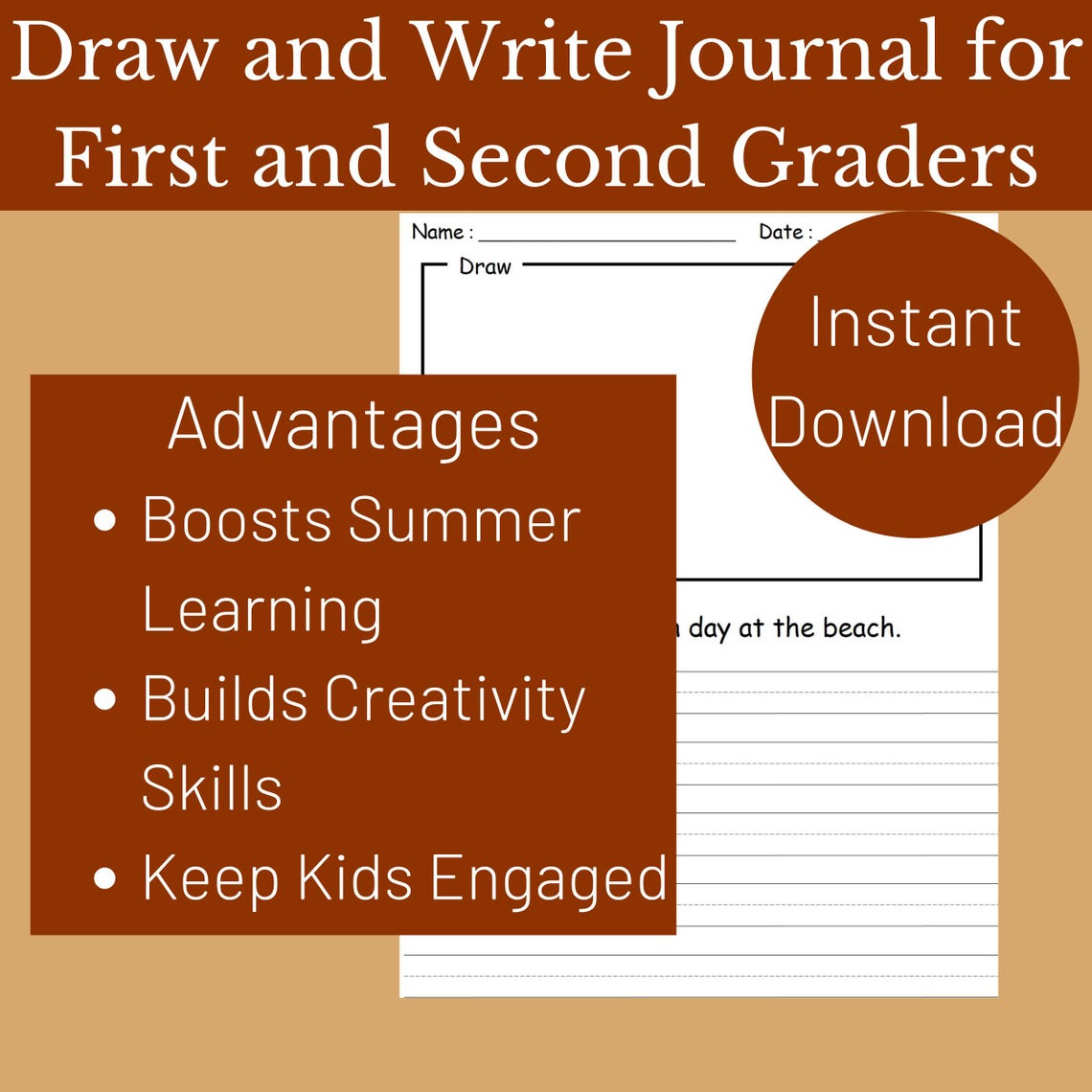 Summer Writing Prompts for Kids: Fun Journal for 1st-2nd Grade (PDF) - Etsy