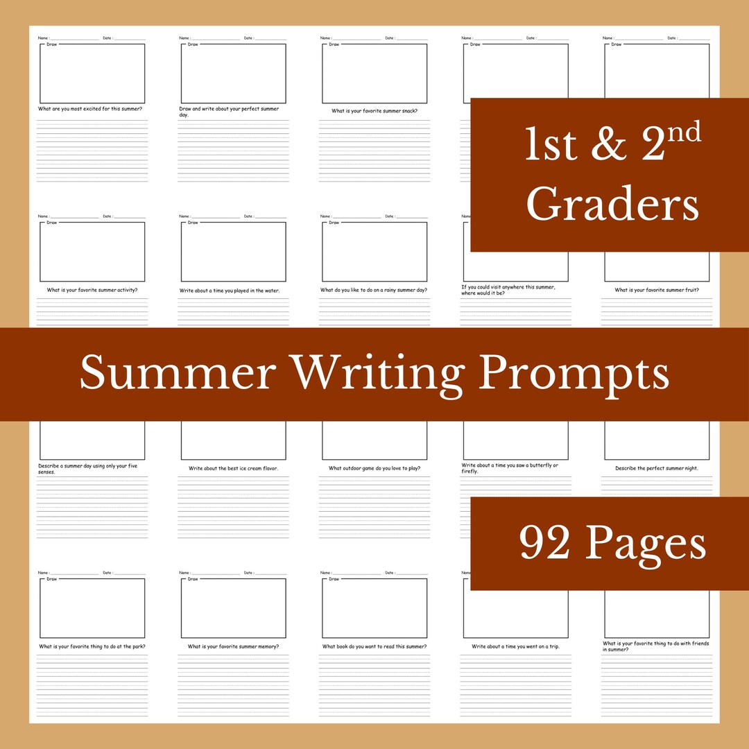 Summer Writing Prompts for Kids - Journal With 90 Fun Prompts - Draw ...