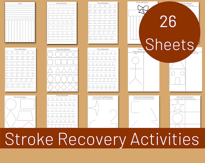 Stroke Recovery Activities Adult Tracing Worksheets - Etsy