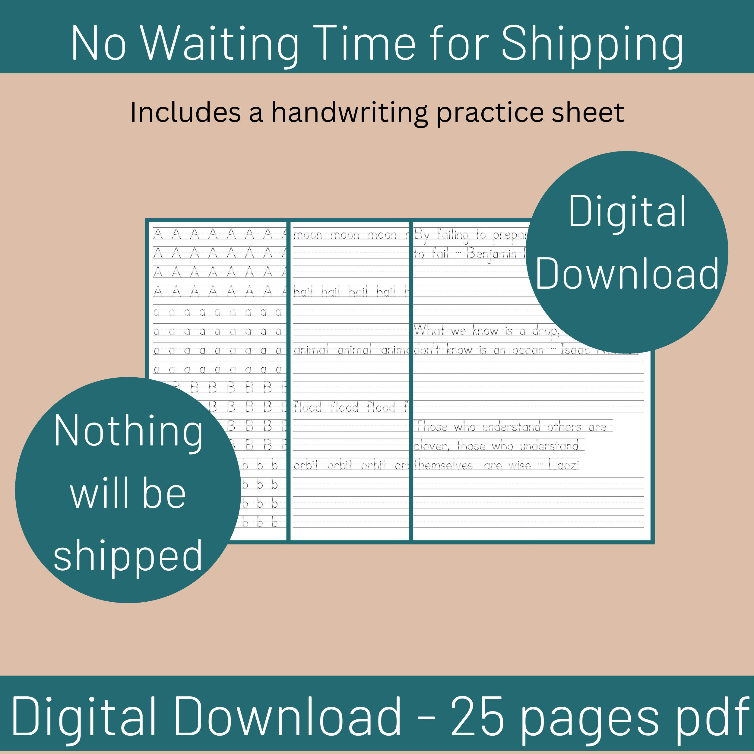 Digital Handwriting Practice Sheets for Adults, Printable, Neat ...