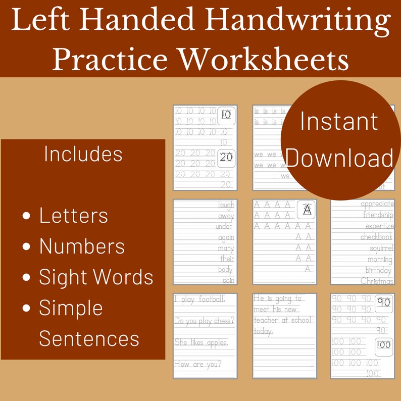 Left-handed Handwriting Practice: Letters, Numbers, Words (ages 5-8 ...