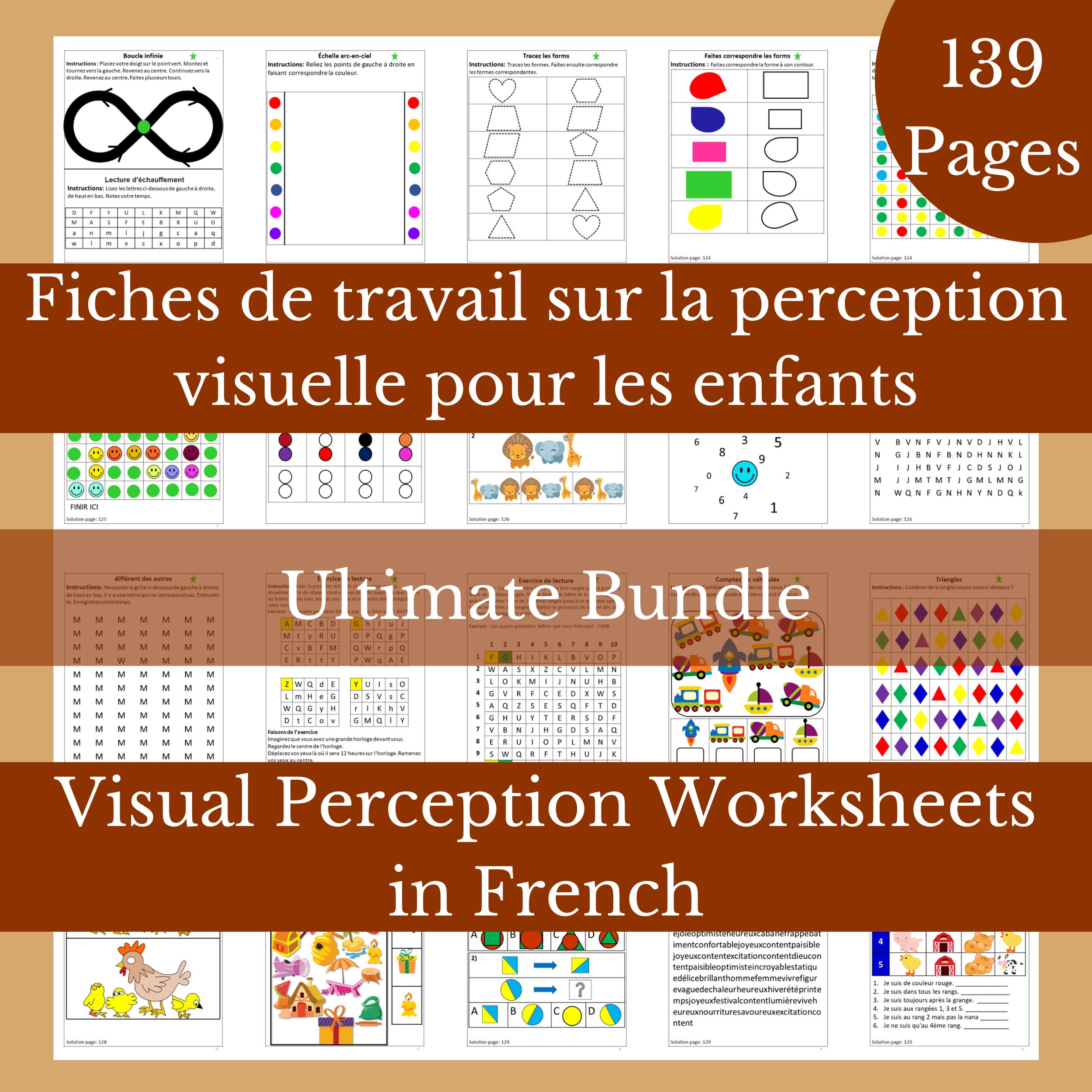 Visual Perception Worksheets for Kids in French Fiches De Travail Sur ...