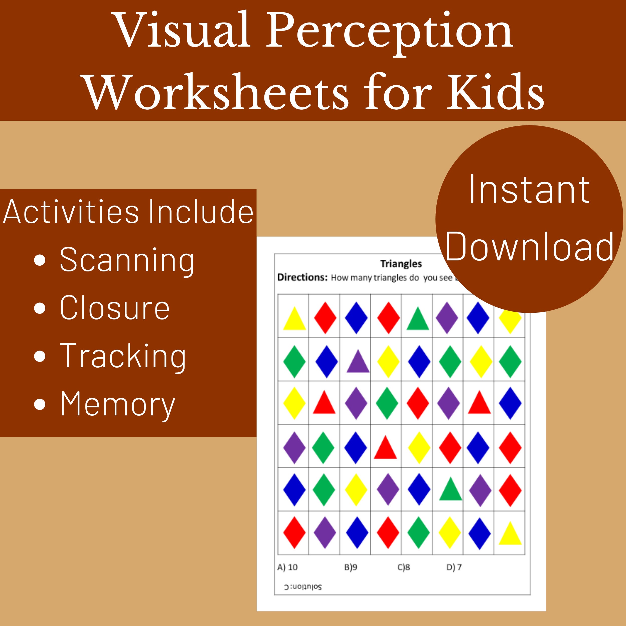 Visual Perception Worksheets for Kids: Ages 6-9 (digital Download) - Etsy