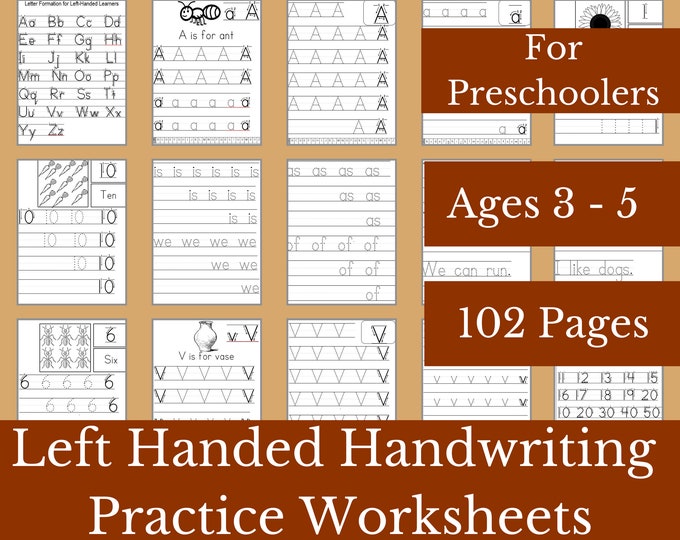 Left-handed Handwriting Practice Worksheets for Preschoolers Ages 3 5 ...