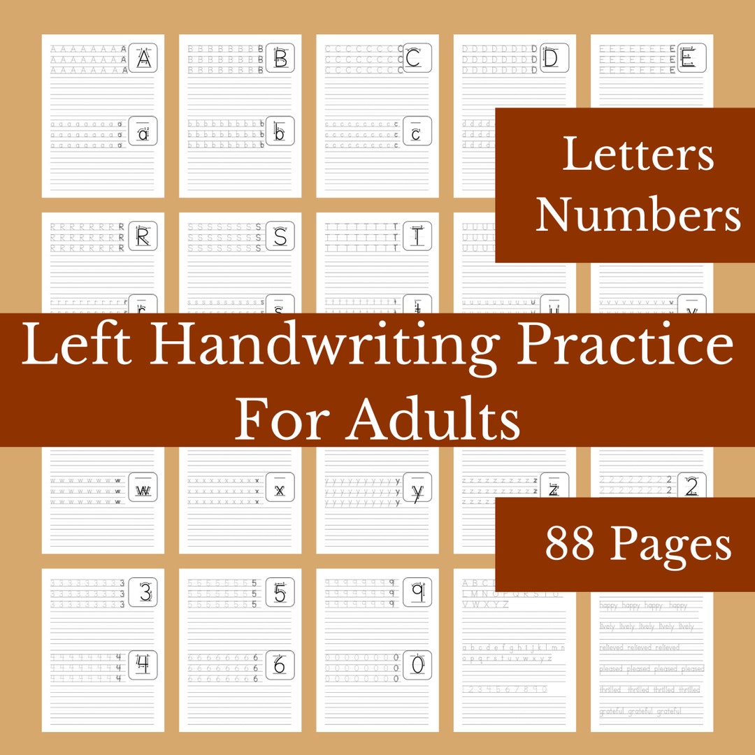 Left-handed Handwriting Practice: Letters, Numbers, Words (digital ...