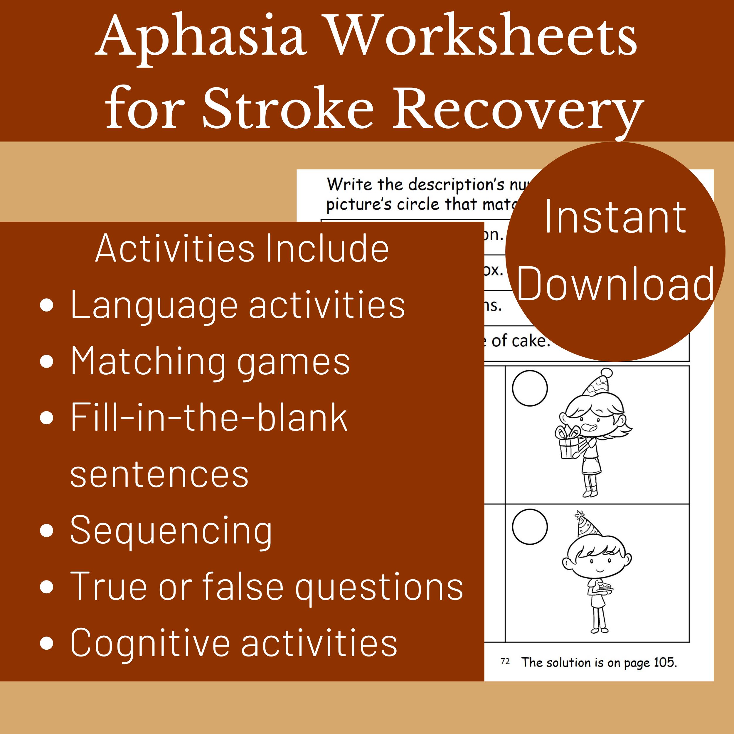 Aphasia Worksheets: Speech Therapy & Cognitive Exercises (digital ...