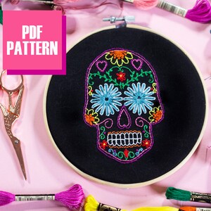 Sugar Skull Embroidery Pattern Skull Embroidery Day of the | Etsy