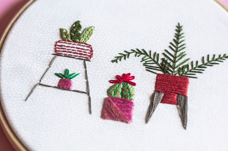 Succulents Embroidery Pattern, Cactus Embroidery, Plants Embroidery ...