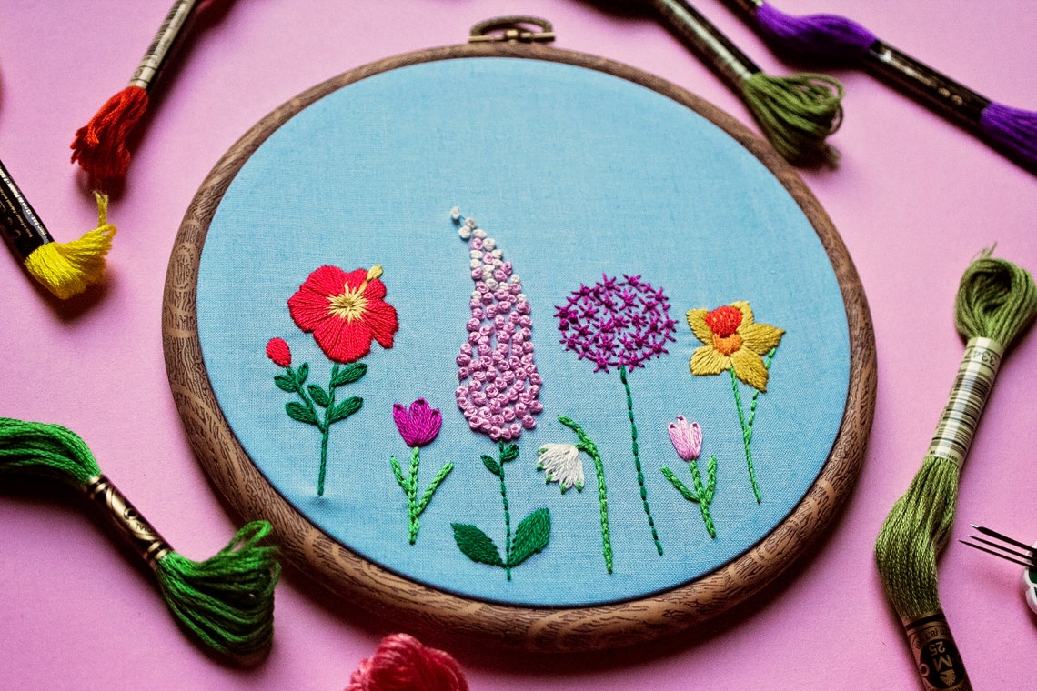 Floral Embroidery Pattern, Flower Embroidery Design, Spring Embroidery ...