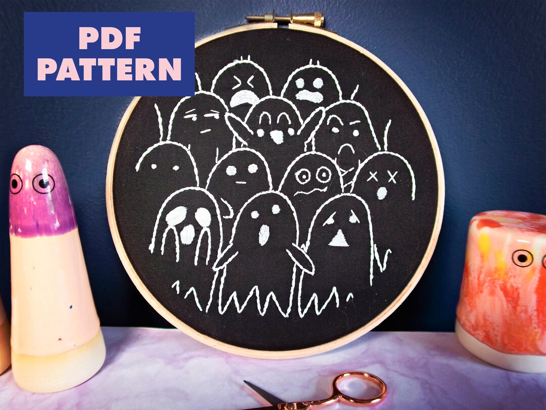 Halloween Ghosts Embroidery Pattern, Spooky Crafts, Autumn Embroidery ...