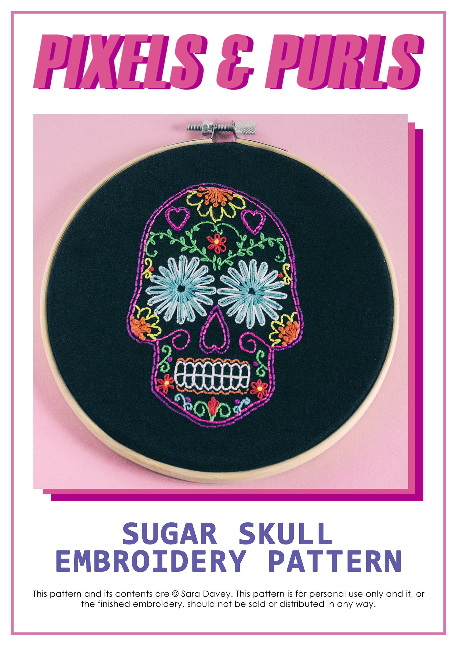Sugar Skull Embroidery Pattern Skull Embroidery Day of the | Etsy