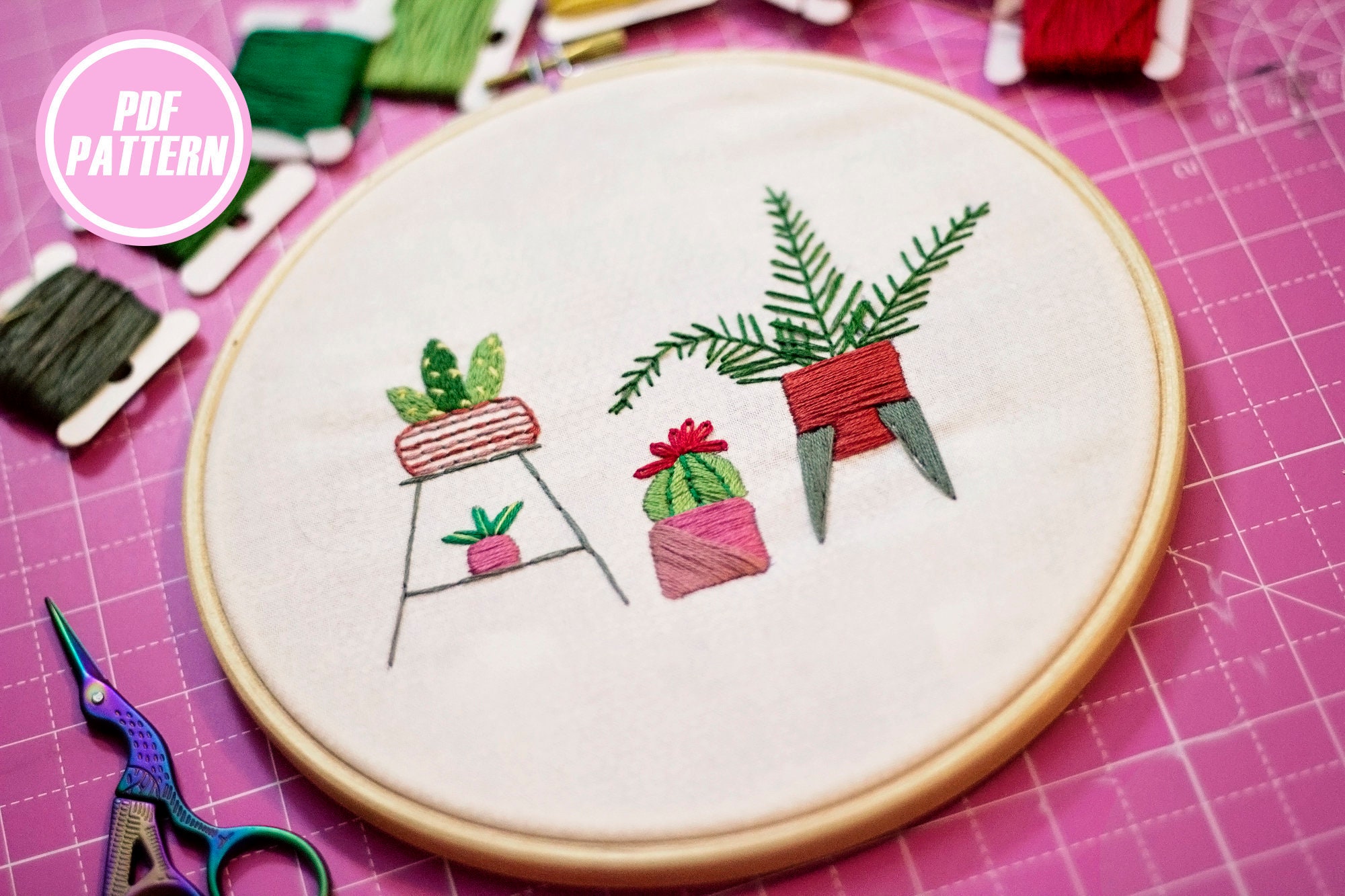 Succulents Embroidery Pattern Cactus Embroidery Plants | Etsy