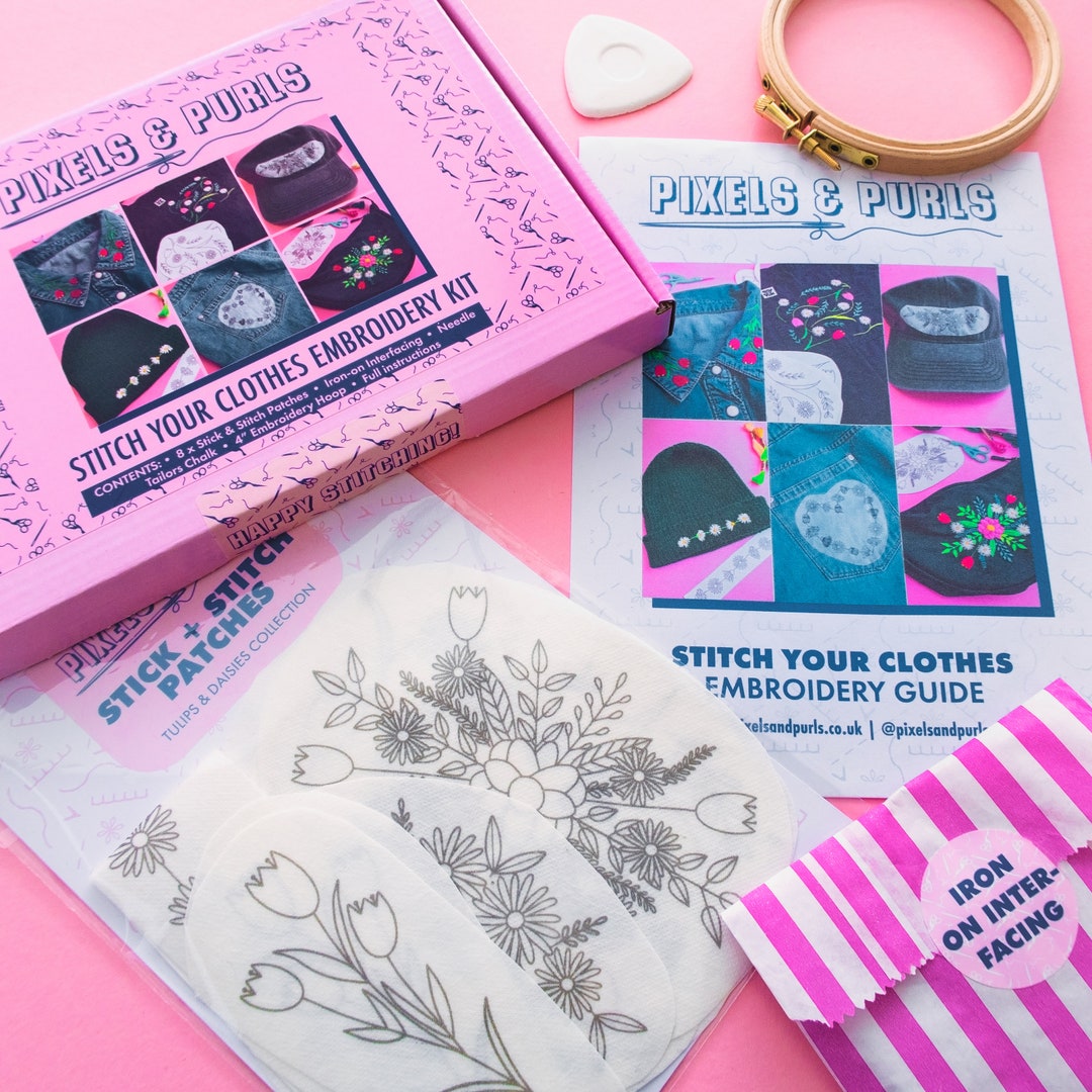 Stitch Your Clothes Embroidery Kit, Beginners Embroidery Kit for ...