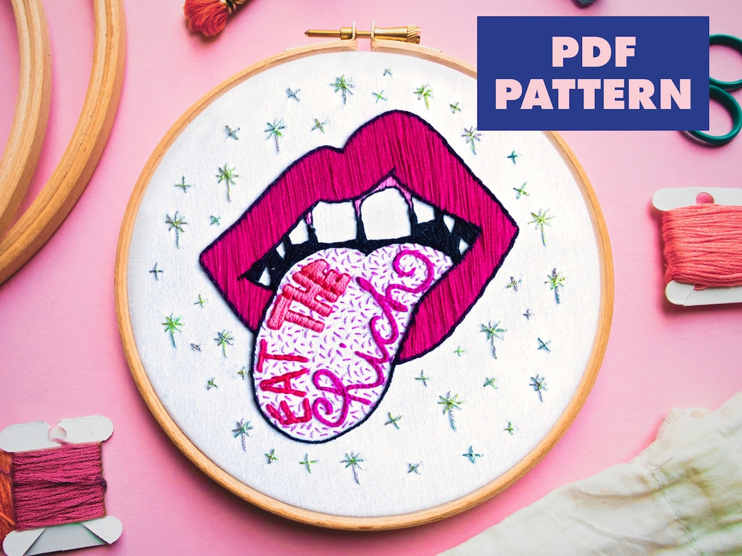 Eat the Rich Embroidery Pattern, Political Crafts, Anti Tory Embroidery ...