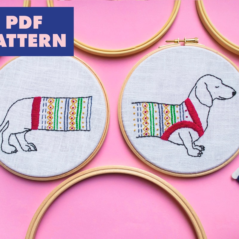 Dog Embroidery Pattern - Etsy