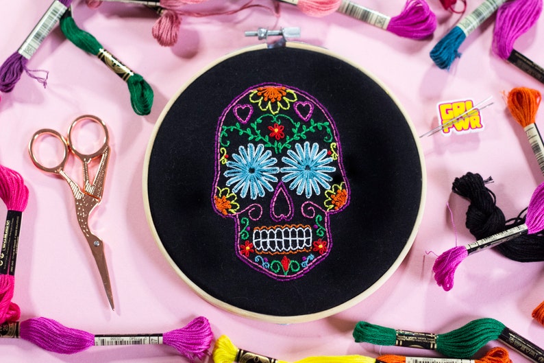 Sugar Skull Embroidery Pattern, Skull Embroidery, Day of the Dead ...