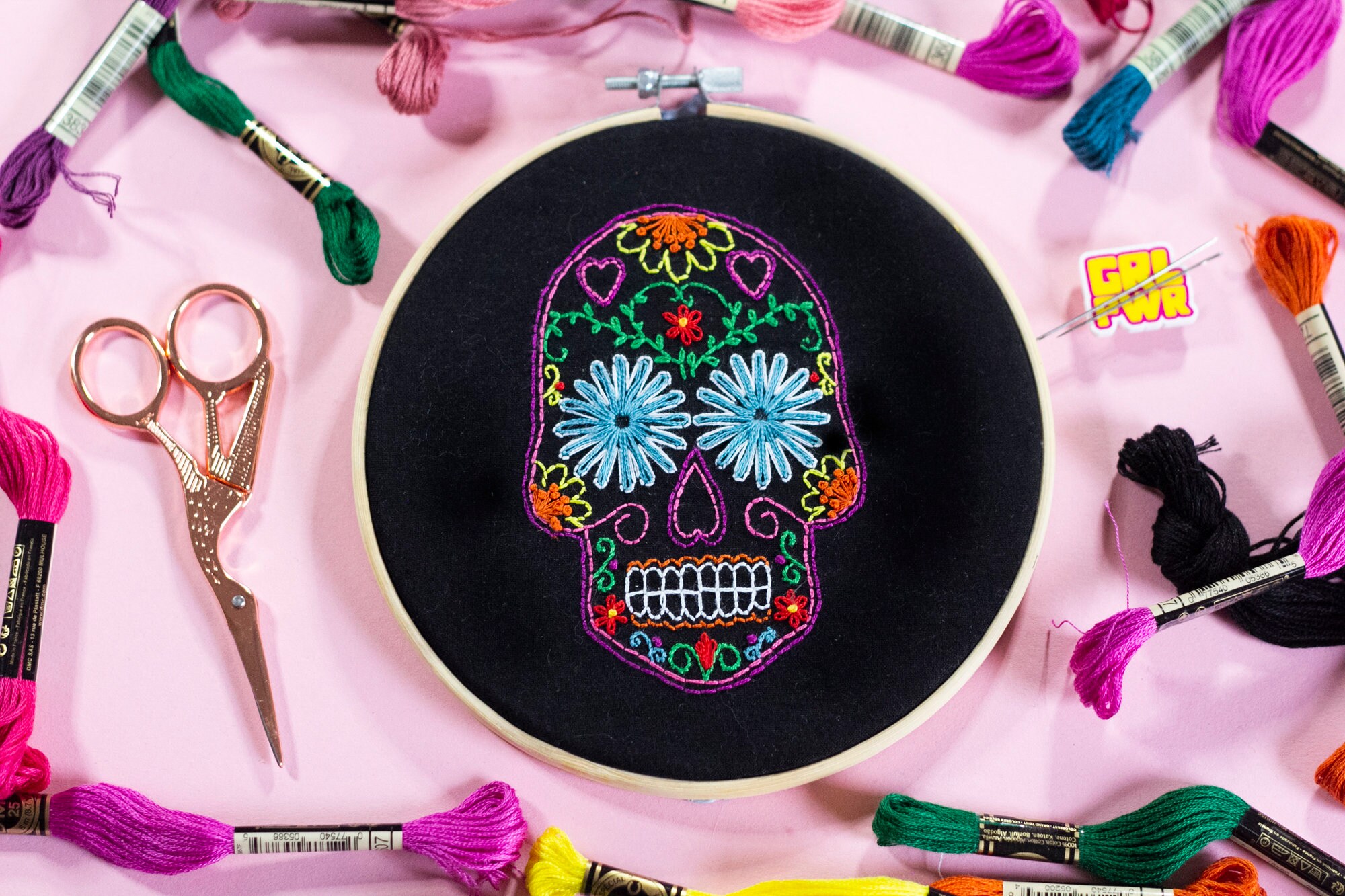 Sugar Skull Embroidery Pattern, Skull Embroidery, Day of the Dead ...