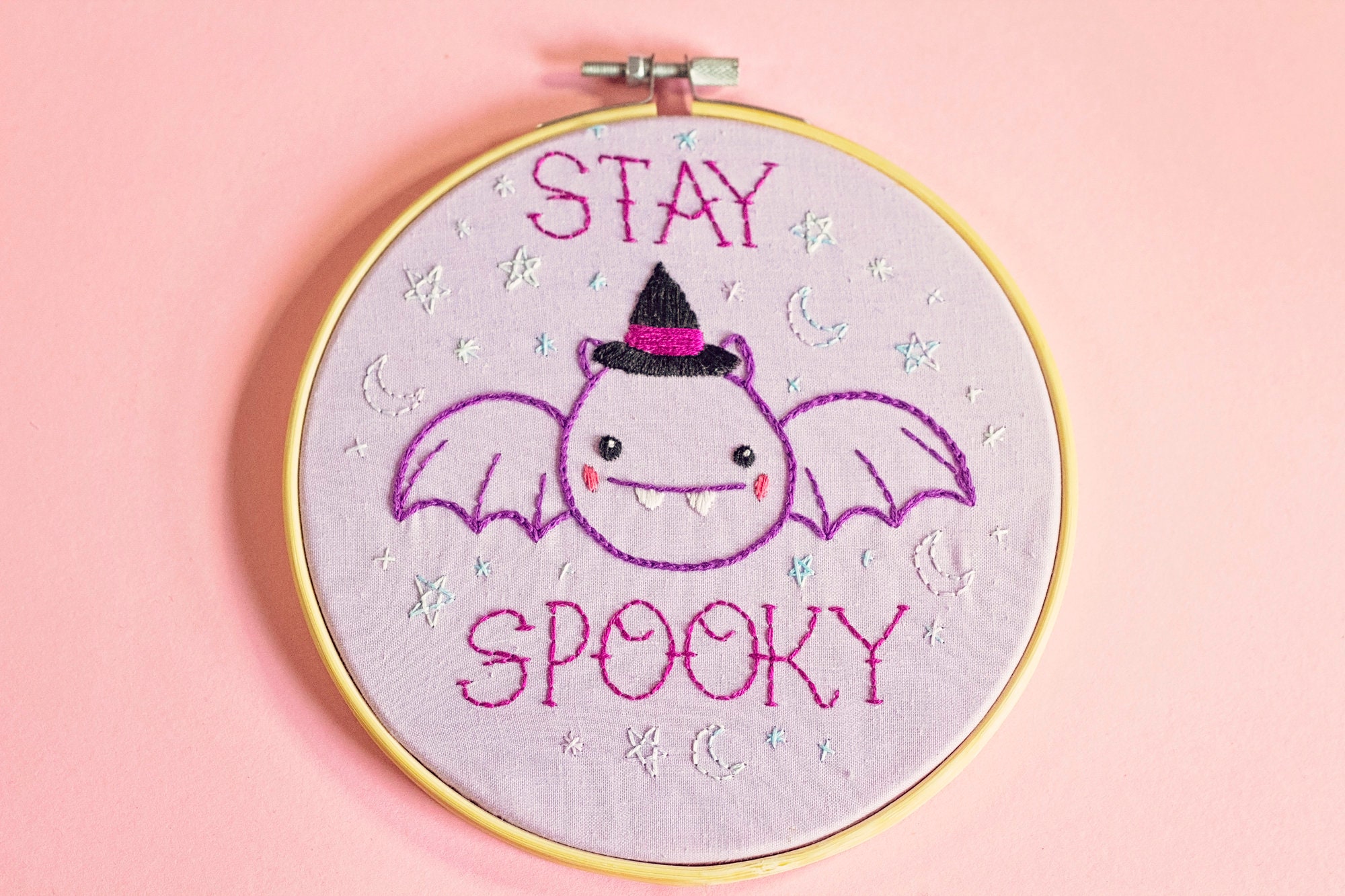 Halloween Embroidery Pattern, Spooky Embroidery, Bat Embroidery, Witch ...