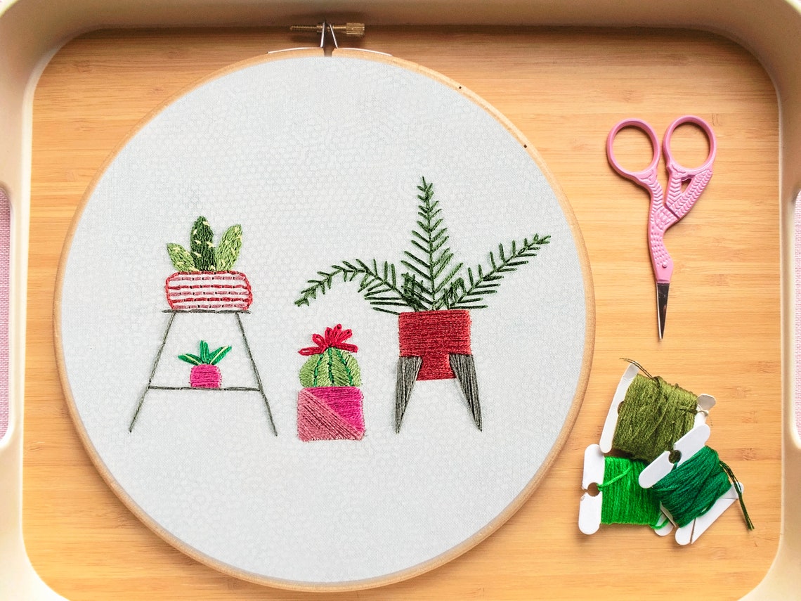 Succulents Embroidery Pattern, Cactus Embroidery, Plants Embroidery ...