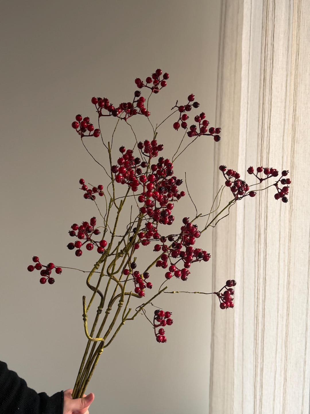 Faux Cranberry Branch, 29inch Fake Red Berry Stem,artificial Berry,faux ...