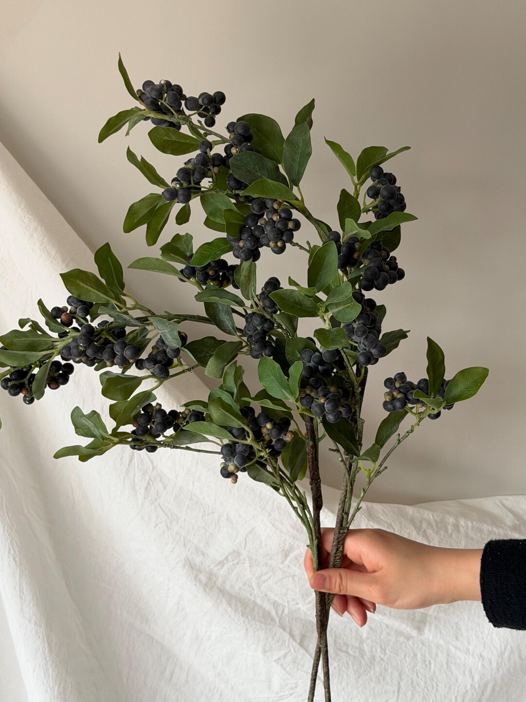 Long Stems Berries, 34.6" Faux Blueberry Stems for DIY Wreath, Faux ...
