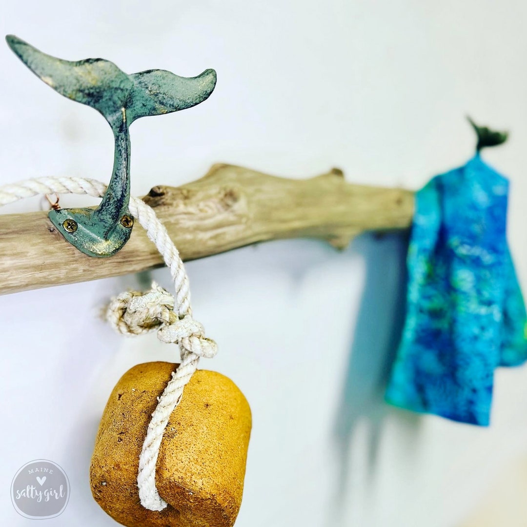 Driftwood Whale Tail Rack 2-4 FT - Unique Towel Bar - Coastal Home ...