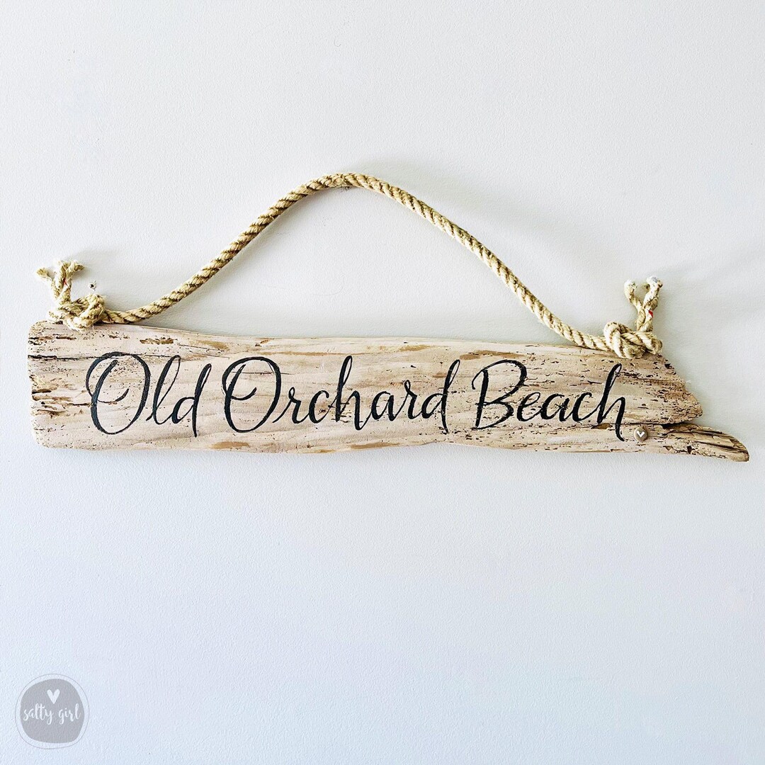 Custom Driftwood Sign With Rope Hanger – Hand-painted Coastal Cottage ...