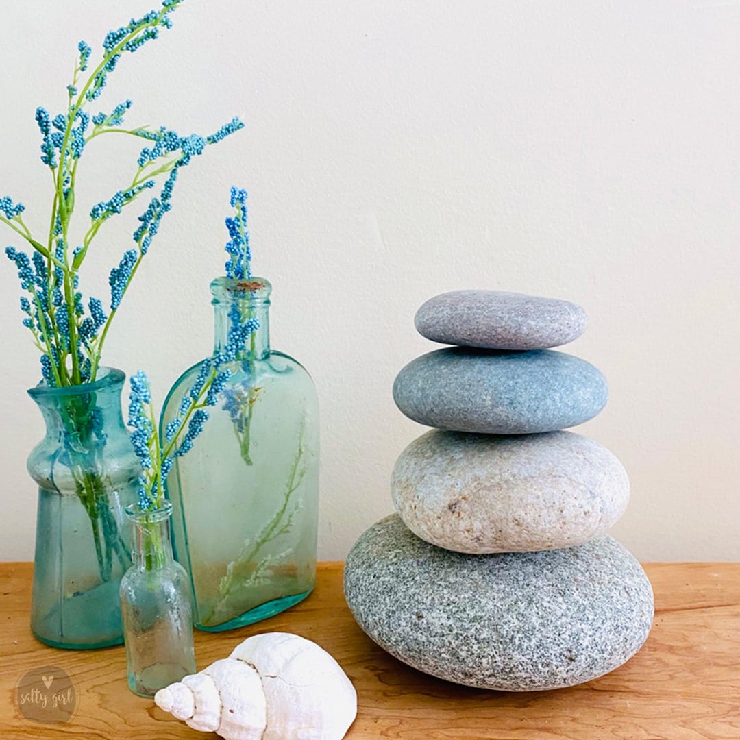 Stacked Beach Stone Cairn - 4 Stacking Peace Stones - Etsy