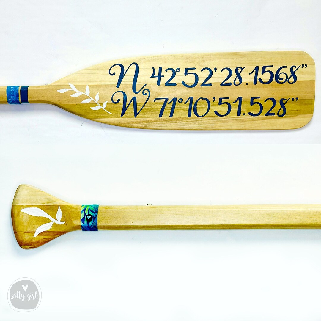 Custom Hand-painted Canoe Paddle: Personalized Coordinates Wall Art - Etsy