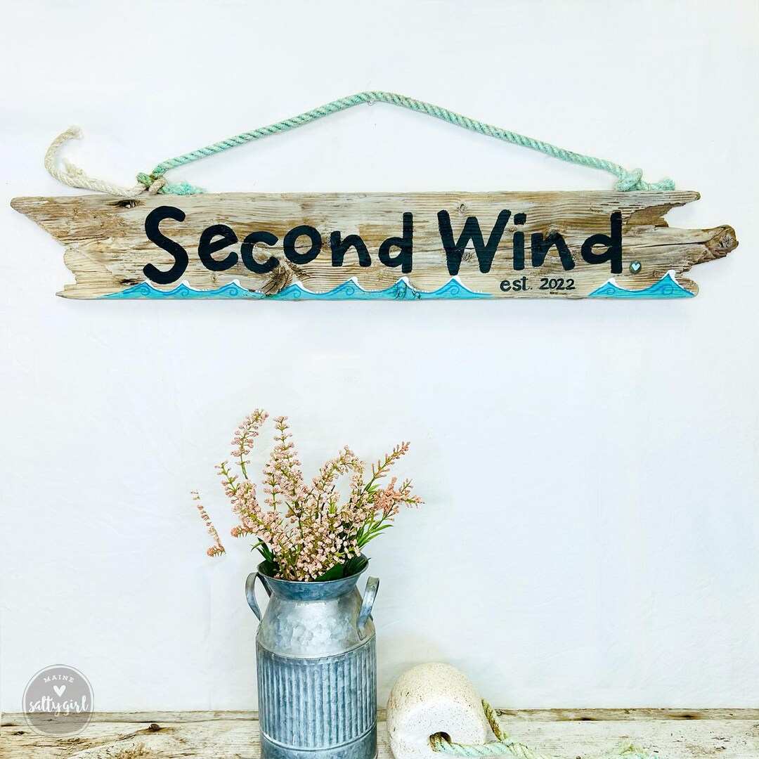 Custom Driftwood Sign With Nautical Waves and Recycled Lobster Rope ...