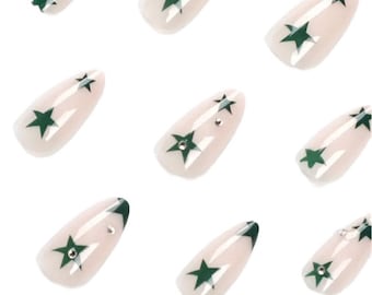 Dallas Stars Inspired Press-on Nails Hand Painted Gel - Etsy