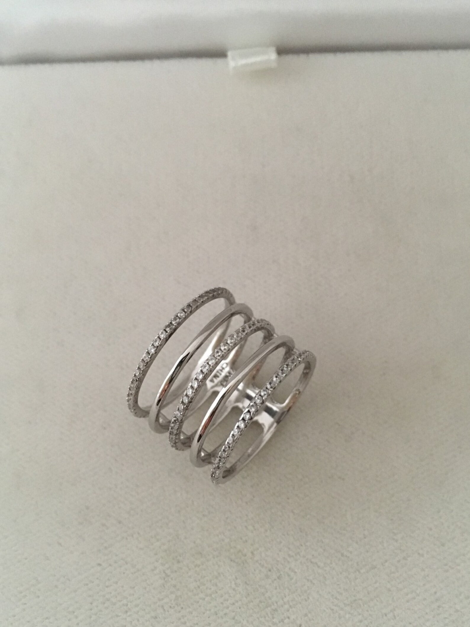 Stunning 5 Band CZ 925 Sterling Silver Ring Unique Modernist - Etsy