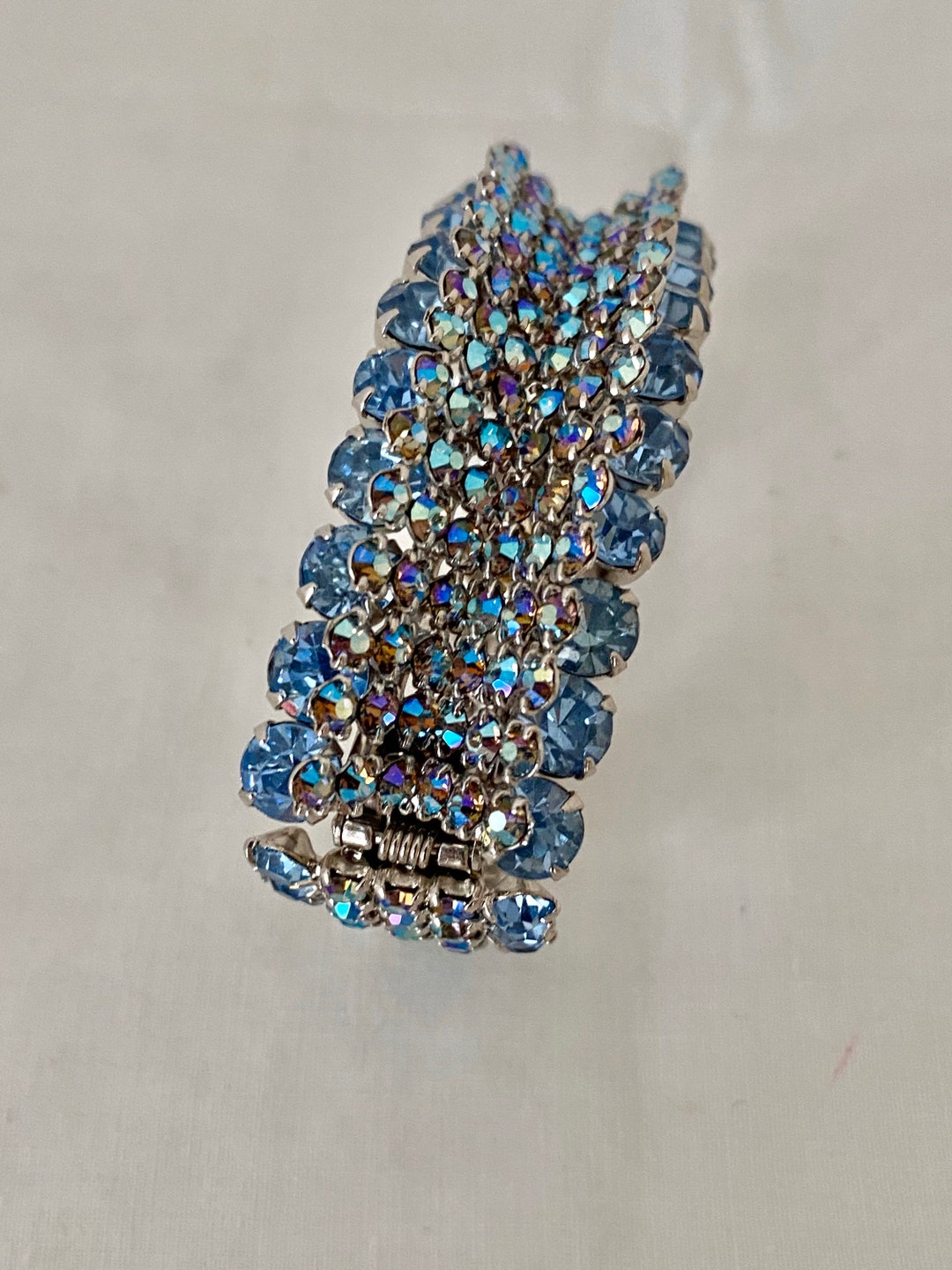 Exquisite Sky Blue Borders Rhinestones 6 Rows Aurora Borealis Ab ...