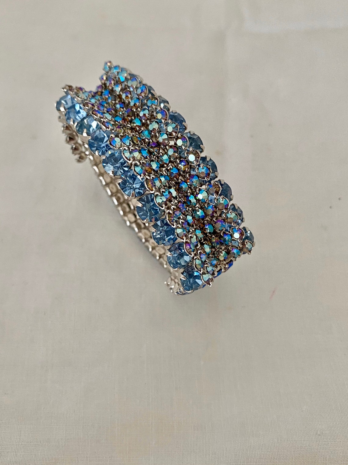 Exquisite Sky Blue Borders Rhinestones 6 Rows Aurora Borealis - Etsy