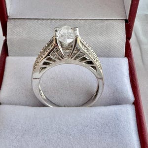 14K Solid White Gold Fancy Marquise Cubic Zirconia CZ Designer Meda ...