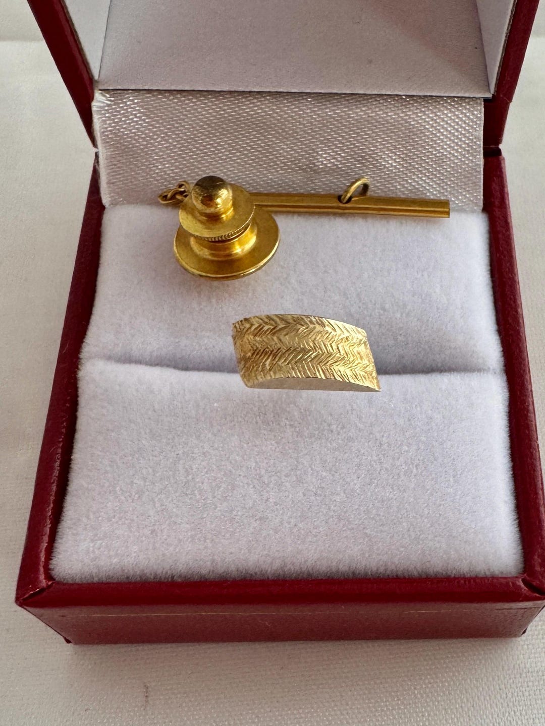 14k Solid Gold Men’s Tie Tack Yellow Gold Estate Angle Diamond Cut ...