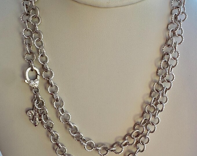 Judith Ripka Round Circle Chain Link Statement CZ Diamonique Heart ...