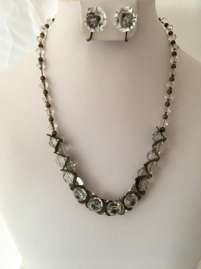 Art Deco Cut Rock Crystal Faceted Brass Round Ring Machine | Etsy