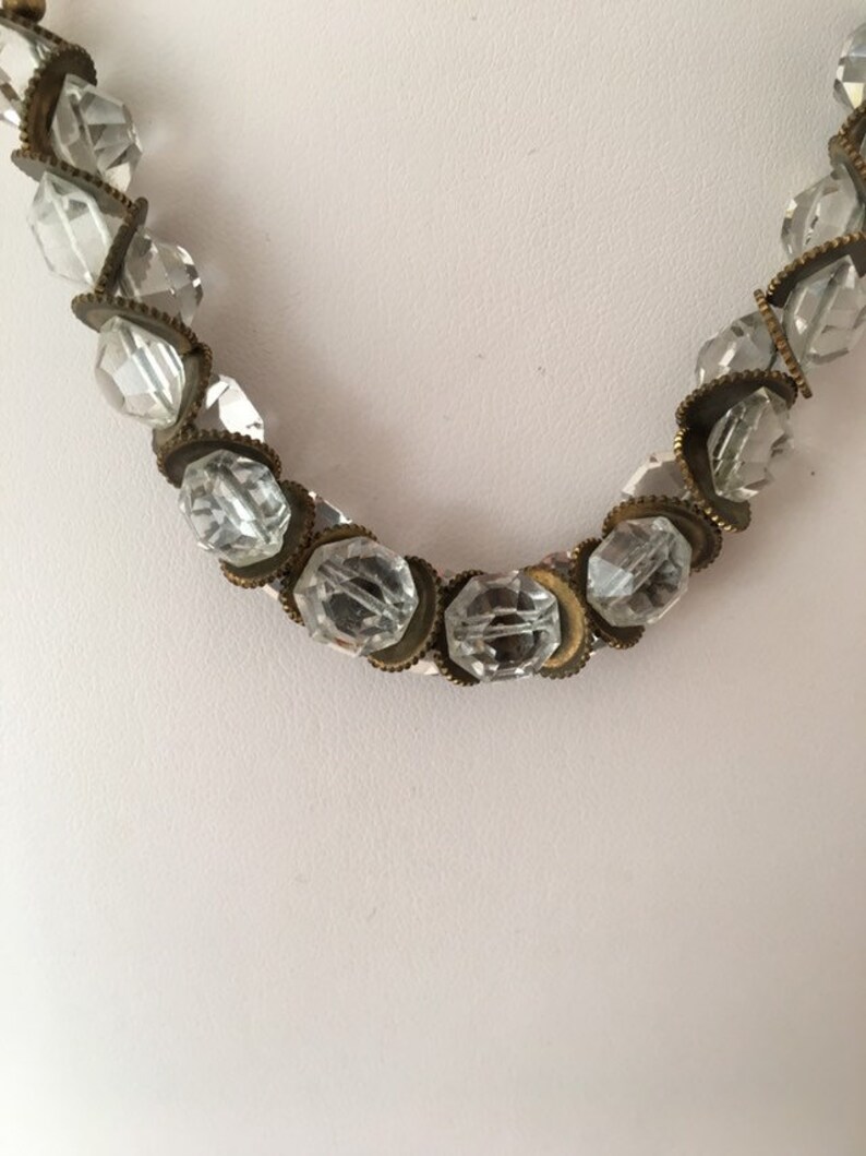 Art Deco Cut Rock Crystal Faceted Brass Round Ring Machine | Etsy