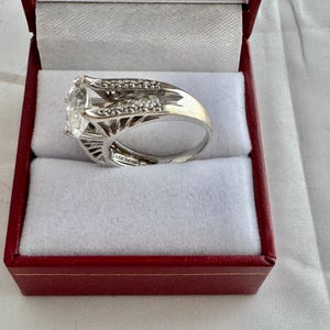 14K Solid White Gold Fancy Marquise Cubic Zirconia CZ Designer Meda ...