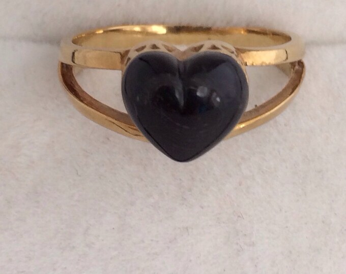 Bernard K Passman 18k Gold, Black Coral, Vintage Heart Ring by Lovely ...