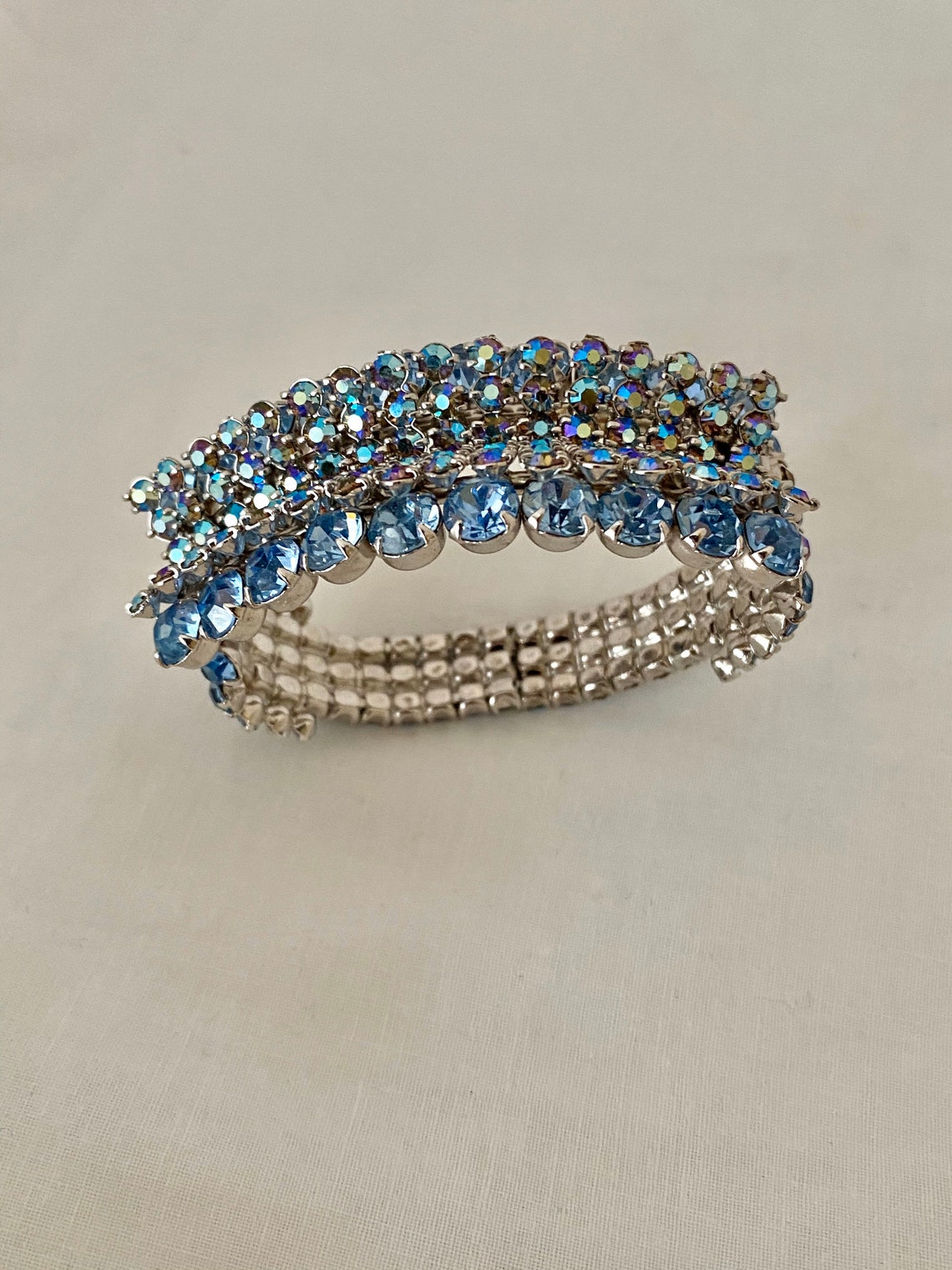 Exquisite Sky Blue Borders Rhinestones 6 Rows Aurora Borealis - Etsy