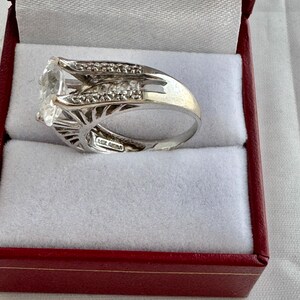 14K Solid White Gold Fancy Marquise Cubic Zirconia CZ Designer Meda ...