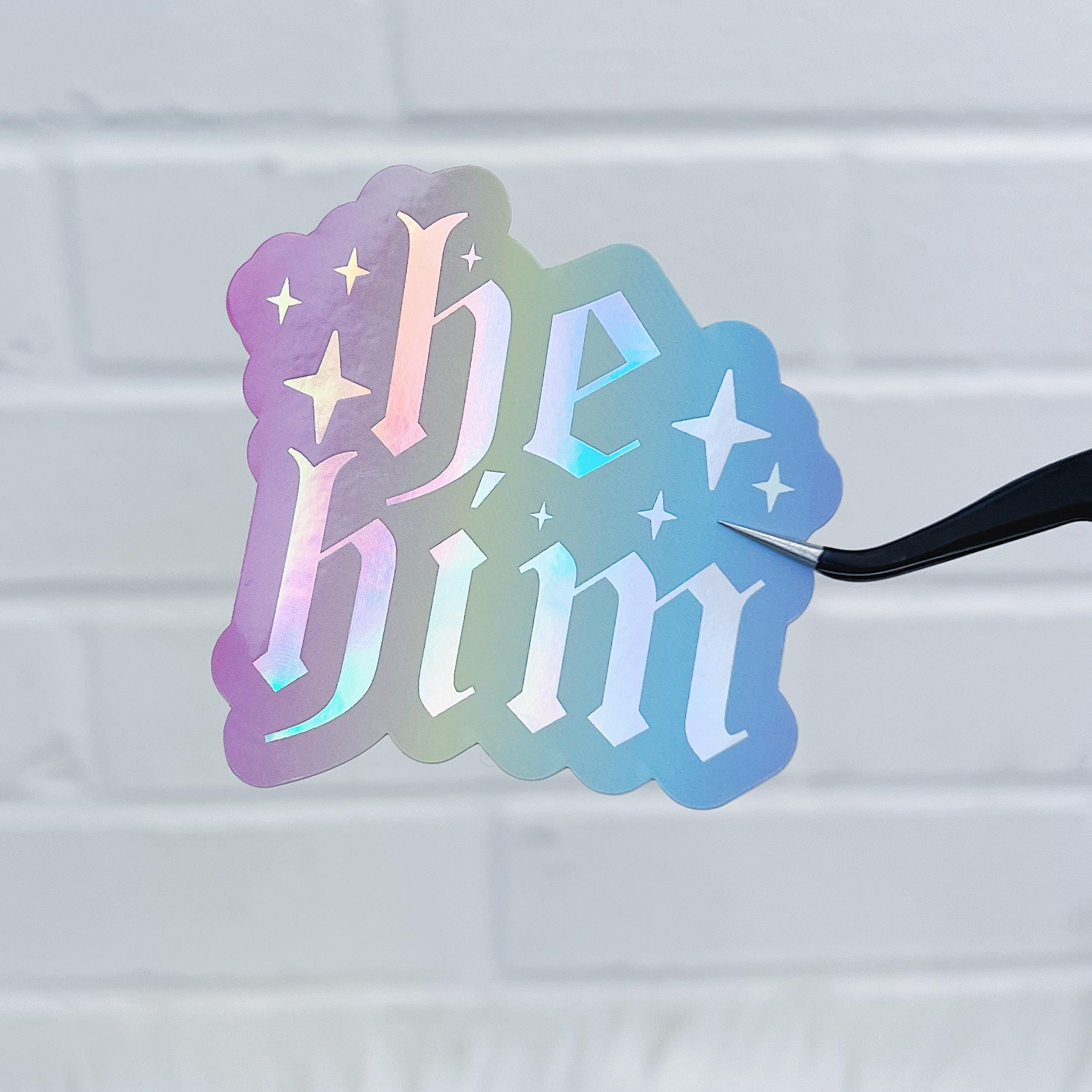 Pronoun Vinyl Sticker Die Cut | Holographic Foiled | Choose Your ...