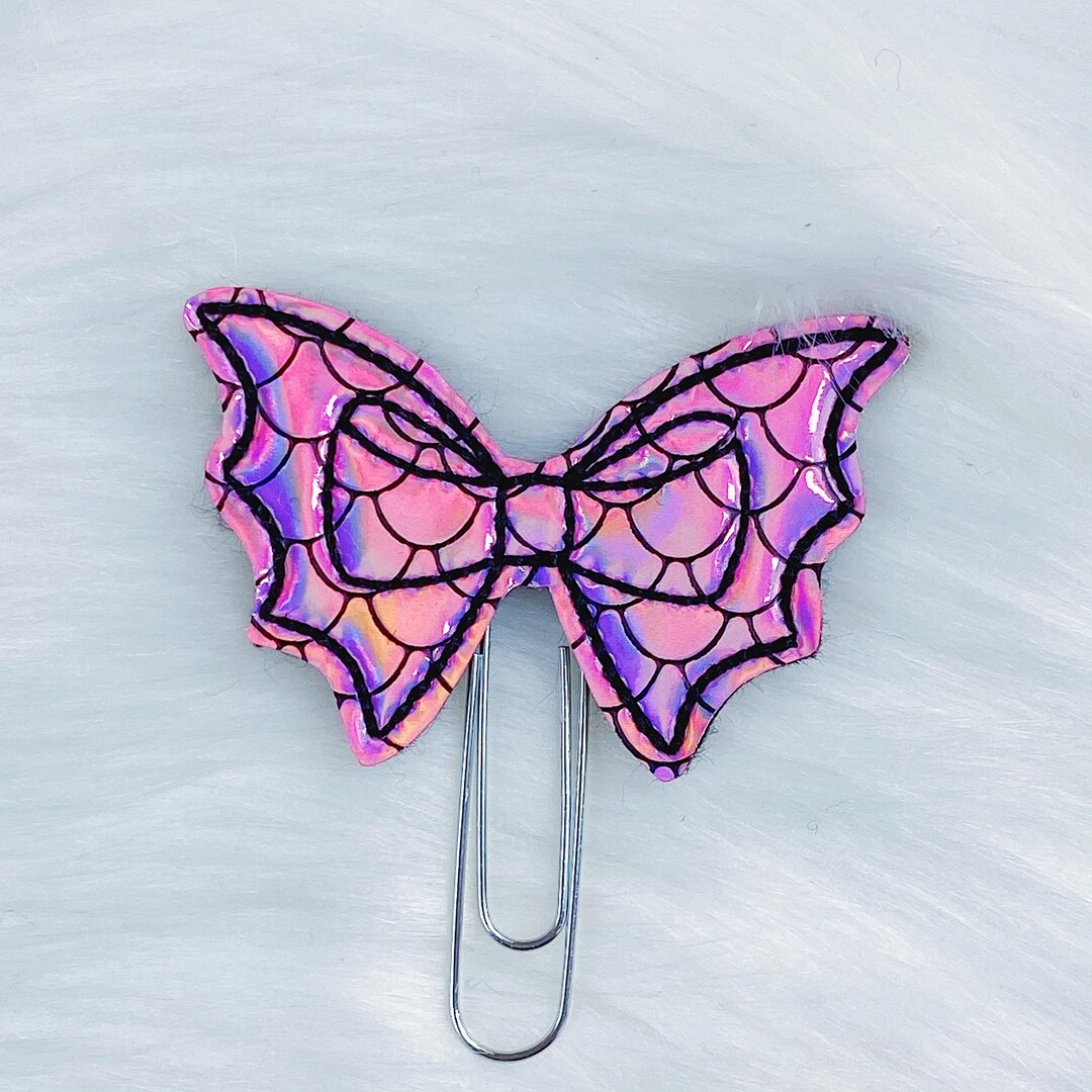 Pink Holo Scales Bat Bow Feltie Planner Clip - Etsy