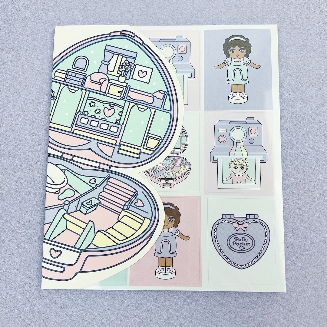Polly Pocket Sticker Book Matte Sticker Paper 10 Pages Holographic ...