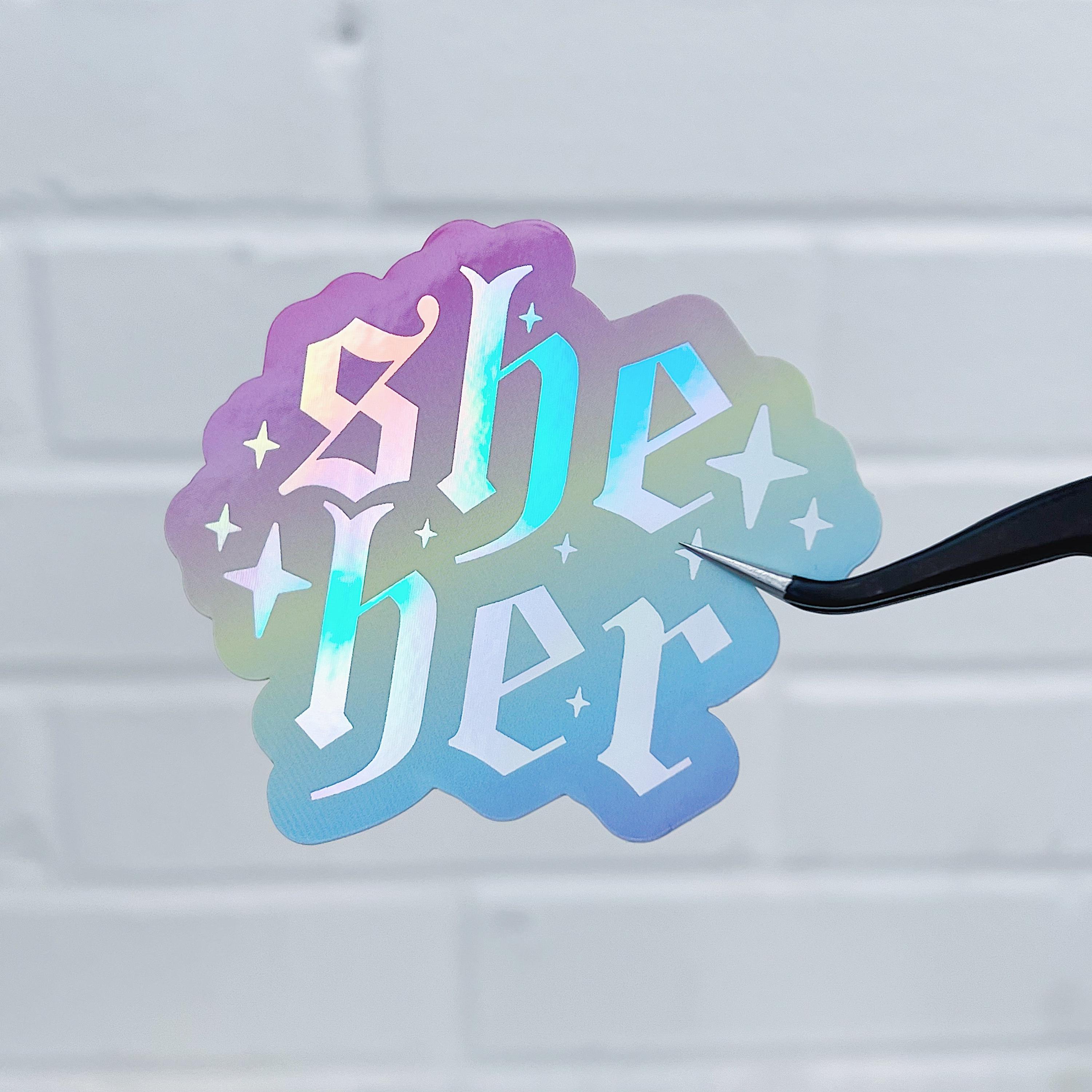 Pronoun Vinyl Sticker Die Cut | Holographic Foiled | Choose Your ...