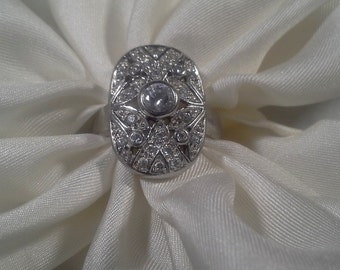 Silver Art Deco Ring - Etsy