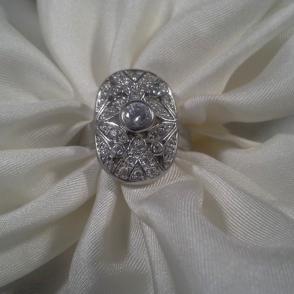 Silver Art Deco Ring - Etsy